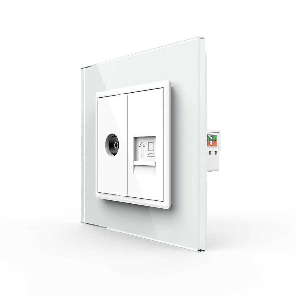 Комплект розетки LIVOLO ORIGINAL ТВ + интернет RJ-45 Cat.6, белый