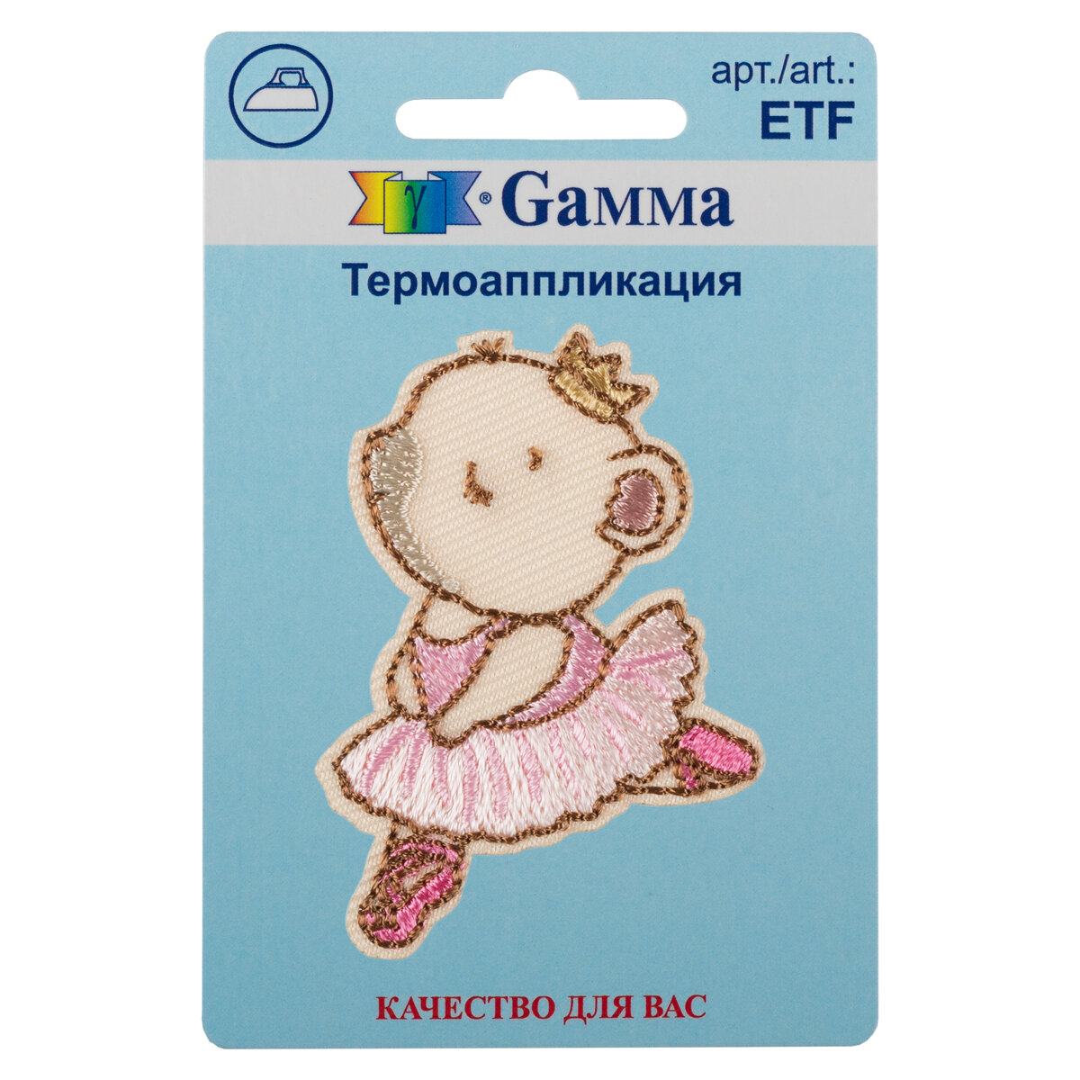 Gamma ETF Термоаппликация Медвежонок-балерина 5x3.5 см для детской одежды 1 шт