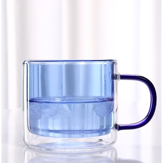 Кружка с двойными стенками Kimberly 7416482 термостойкая синяя, 250 мл.