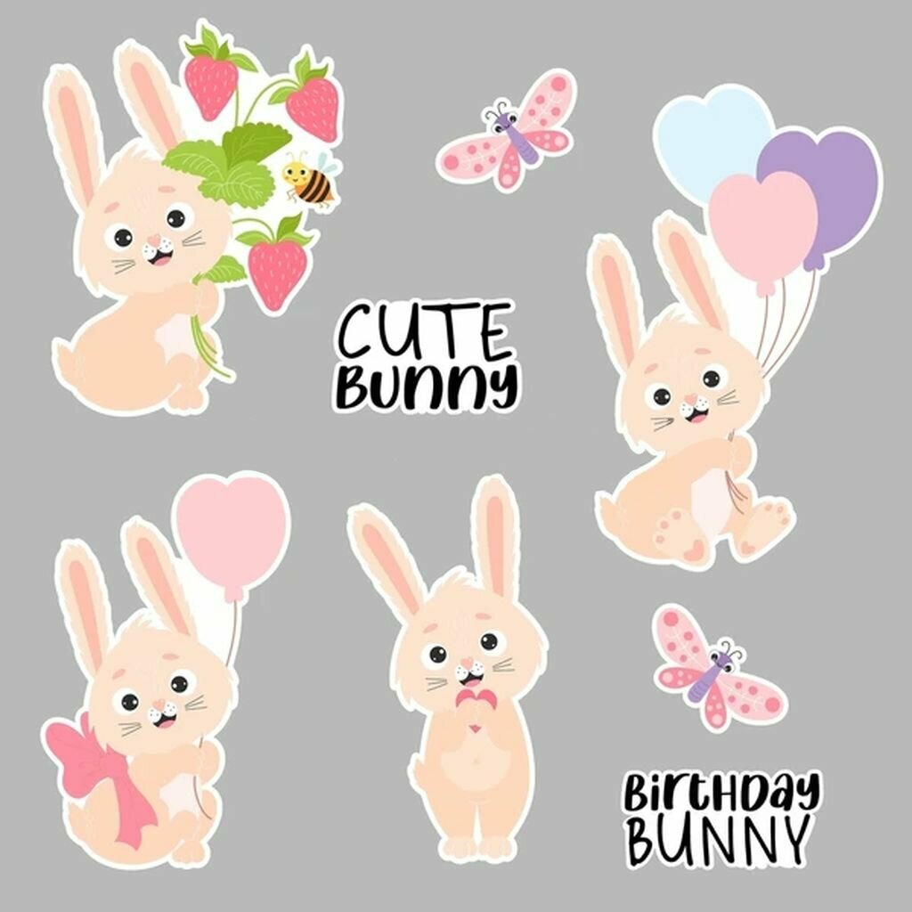 Наклейки стикеры Милые зайчики