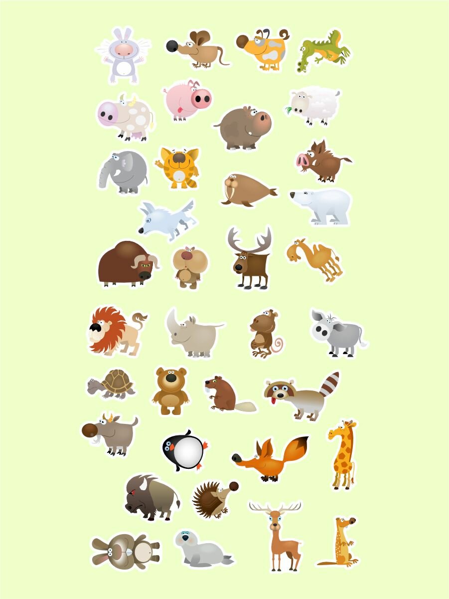 Наклейки- стикеры мультяшные животные