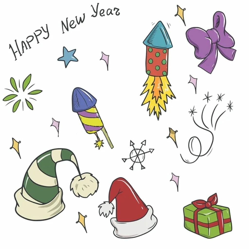 Наклейки стикеры Новогодний салют