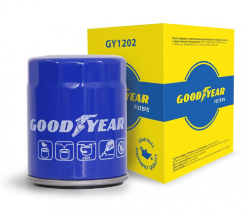 Фильтр масляный автомобильный Goodyear GY1202 для GREAT WALL: HAVAL H2, HOVER H6, M4, HONDA: ACCORD, CIVIC, CR-V, HR-V, MITSUBISHI: ASX, CARISMA, COLT, GALANT VI, L-200, LANCER, OUTLANDER, PAJERO, PAJERO SPORT II, NISSAN: PATHFINDER, PATROL, PEUGEOT: 4007
