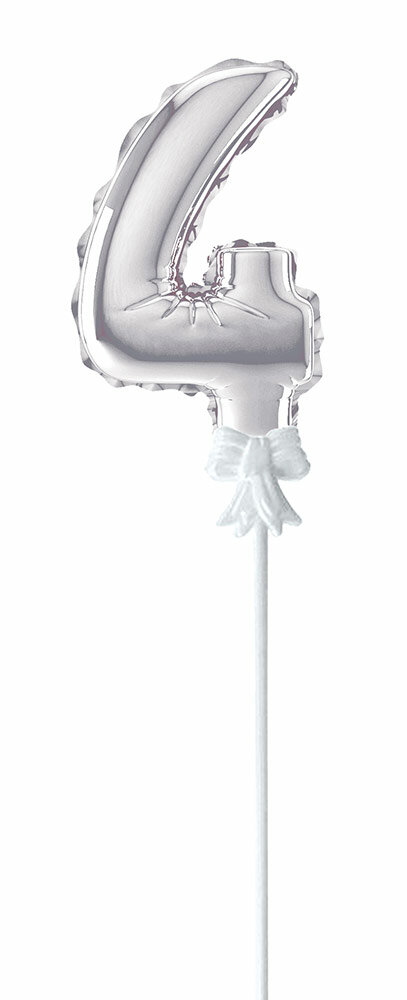 Шар самодув "BOOMZEE" FBZ-04 "Цифра" "4", серебряная