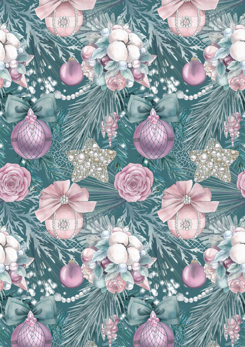 PEPPY Новогоднее волшебство хлопковая ткань для пэчворка 50×50 см 135 г/м² НВ-01 т. зеленый