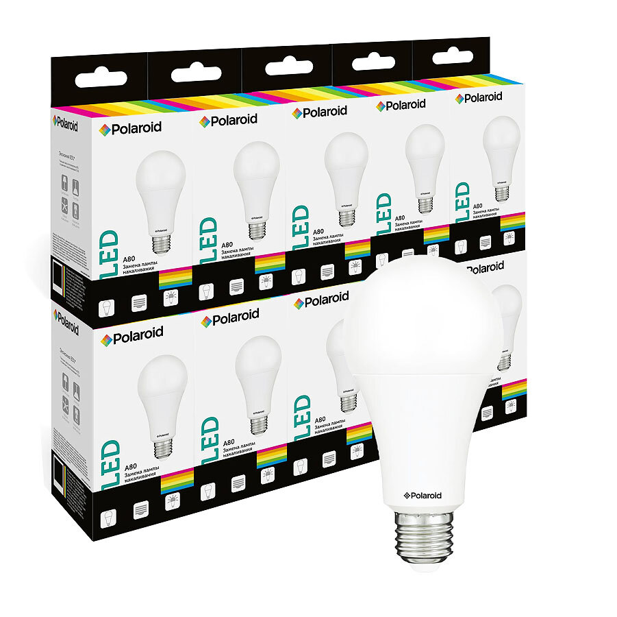 Светодиодная лампа Polaroid 220V A80 20W 3000K E27 1800lm (10 шт.)