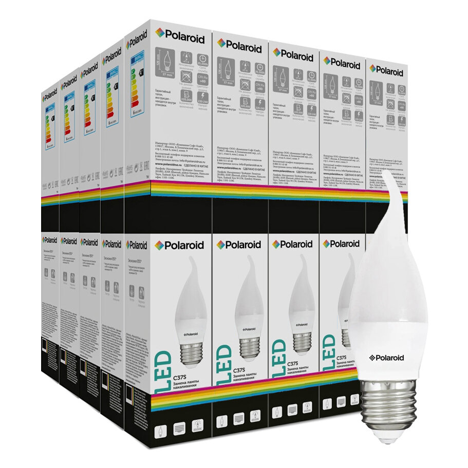 Светодиодная лампа Polaroid 220V C37S 6W 6500K E27 490lm (50 шт.)