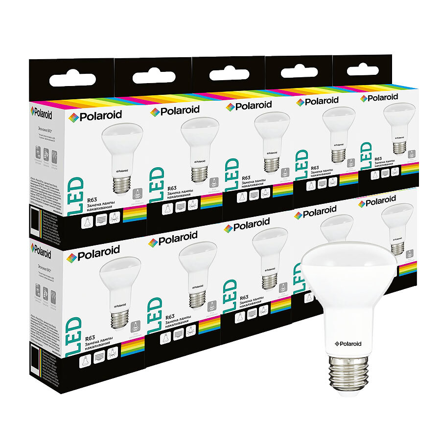 Светодиодная лампа Polaroid 220V R63 8,5W 6500K E27 680lm (10 шт.)