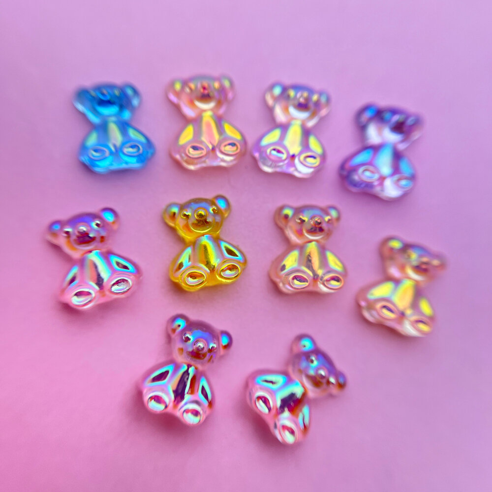 Фигурки объемные Медвежата №1810 Zoo Nail Art 10 шт. 9,5*11 мм для дизайна ногтей