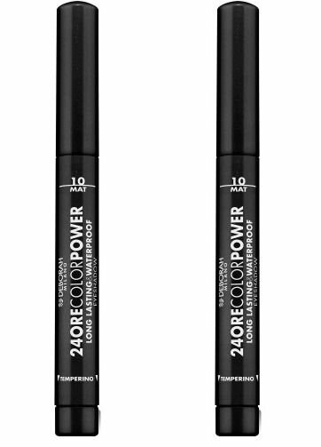 Тени карандаш стойкие, Deborah Milano, 24Ore Color Power Eyeshadow, тон 10 матовый черный, 1.4 г, 2 шт