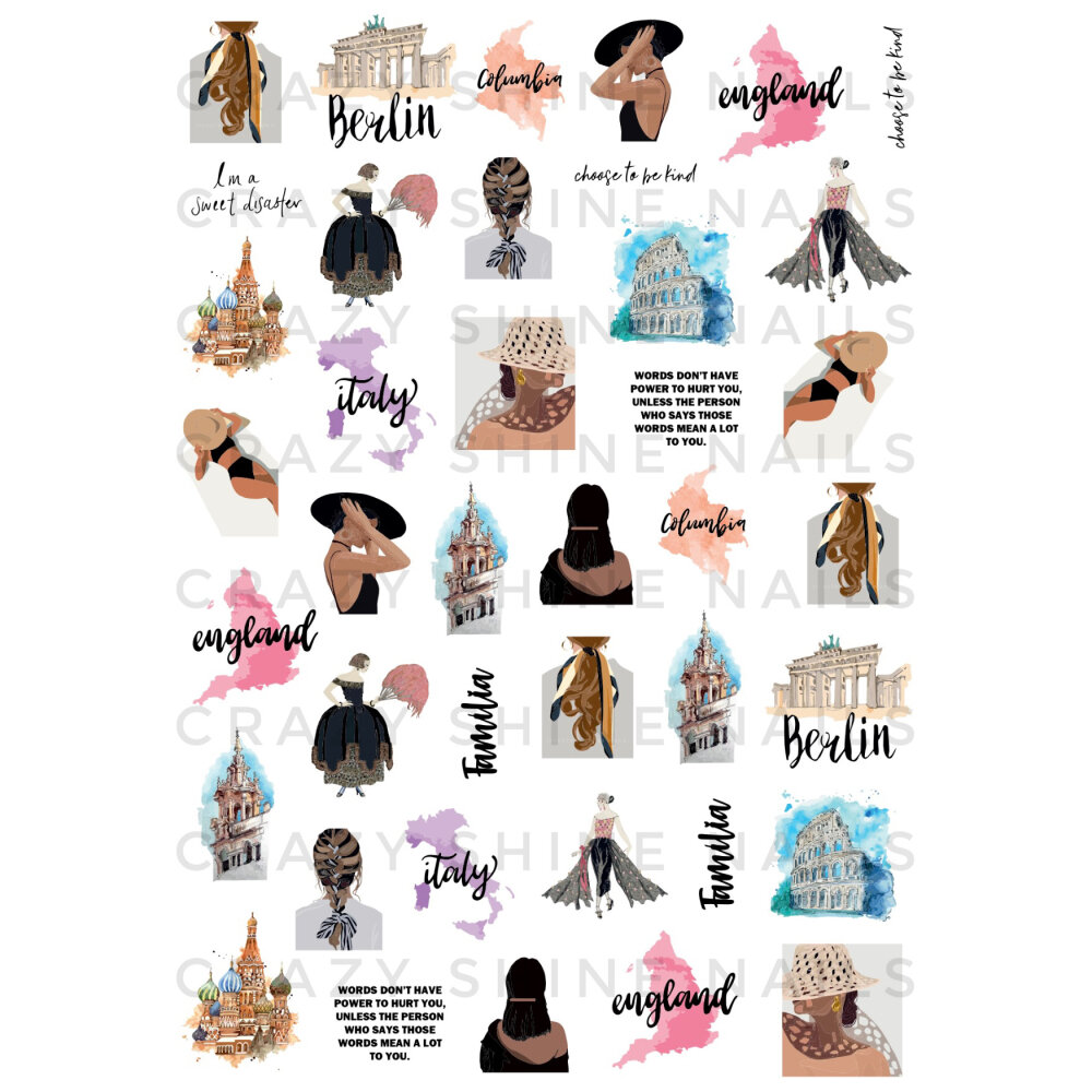 Слайдер-дизайн Crazy Shine Nails mini №1151 Европа