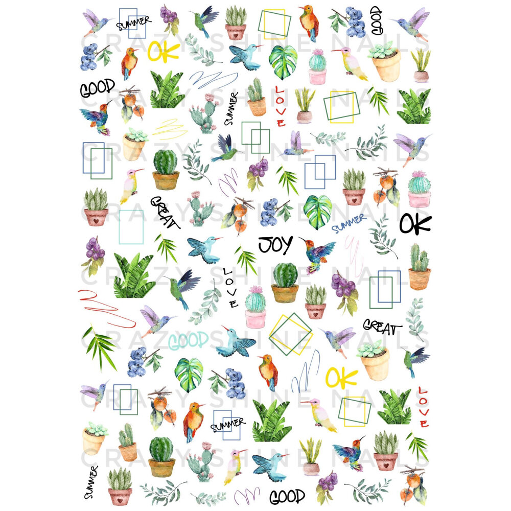 Слайдер-дизайн Crazy Shine Nails №2159 Колибри