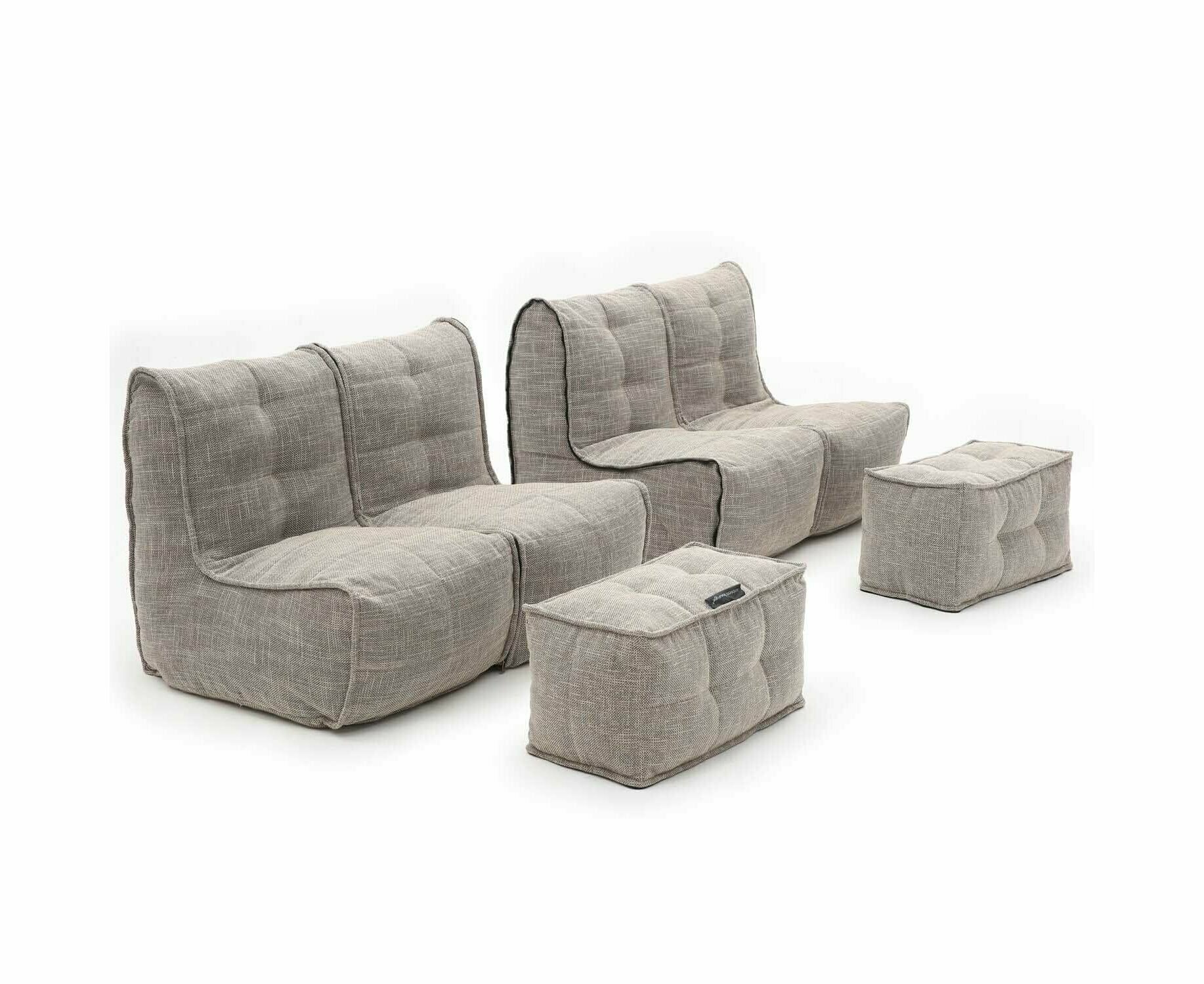 Бескаркасный модульный диван-трансформер с оттоманкой Mod4 Quad Couch - Eco Weave (Sofa Weave) - нераскладной узкий прямой диван со съемным чехлом для дома, дачи, офиса