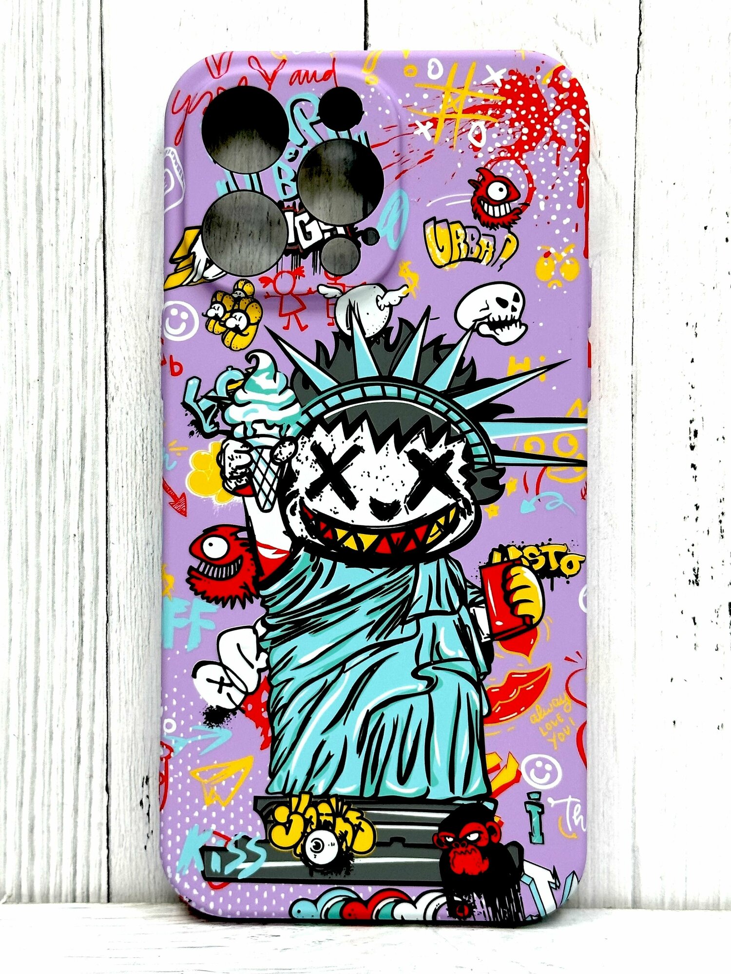 Светящийся чехол-накладка для Iphone 14 pro Max / Айфон 14 про Макс LUXO/KAWS/ с флуоресцентным рисунком