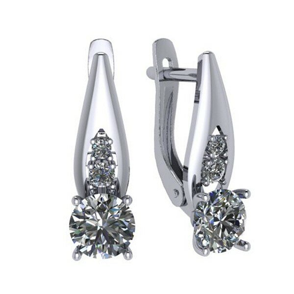 Серьги, серебро, 925 проба, фианит