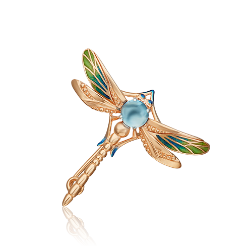 Брошь, красное золото, 585 проба, топаз