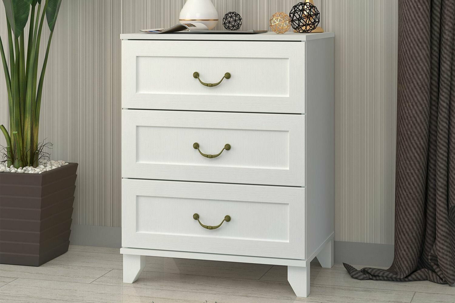 Комод Ренди 25М 70х40х80 белый, рамка квадро МДФ, ножка №3