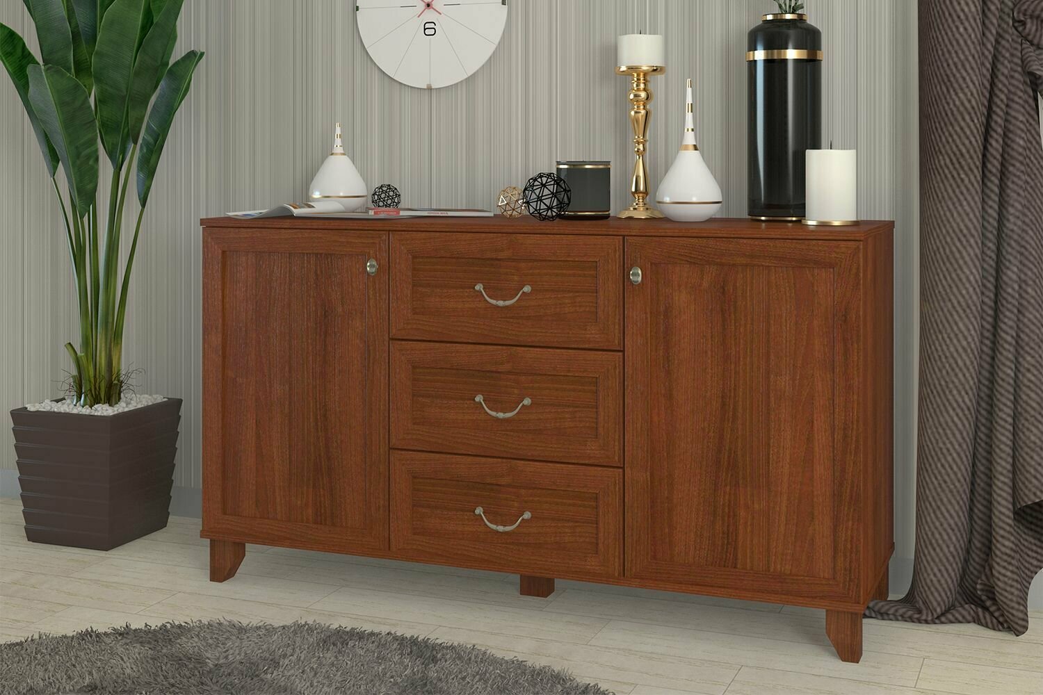 Комод Ренди 4М 140х40х80 ноче мария луиза, рамка квадро МДФ, ножка №3