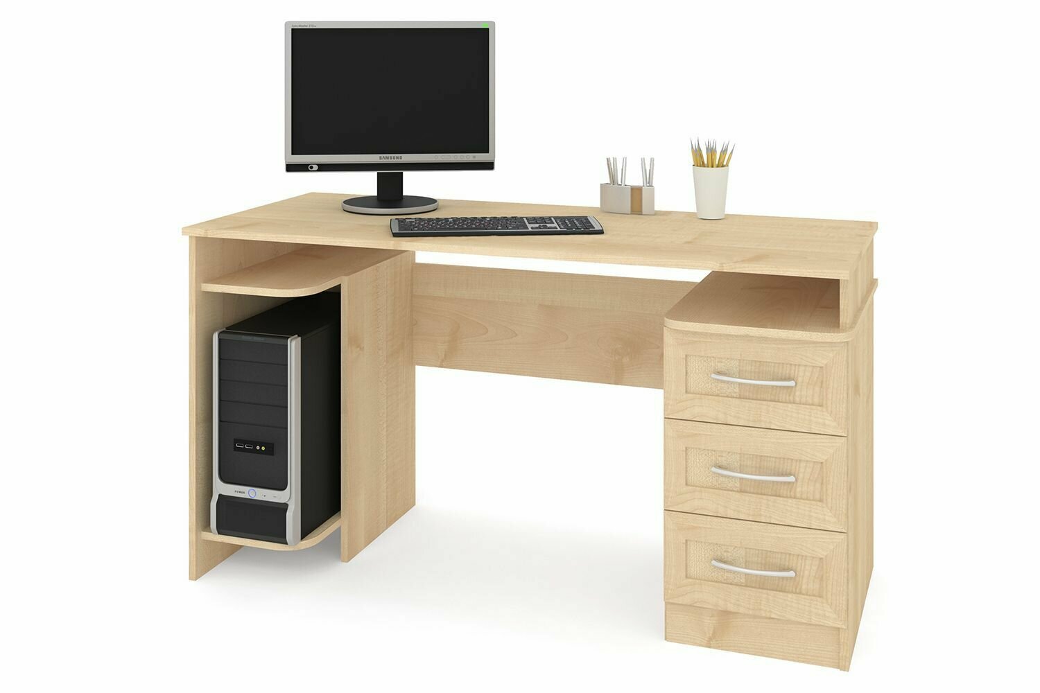 Стол компьютерный СП-15 МДФ клен танзау, ящики справа, рамка квадро