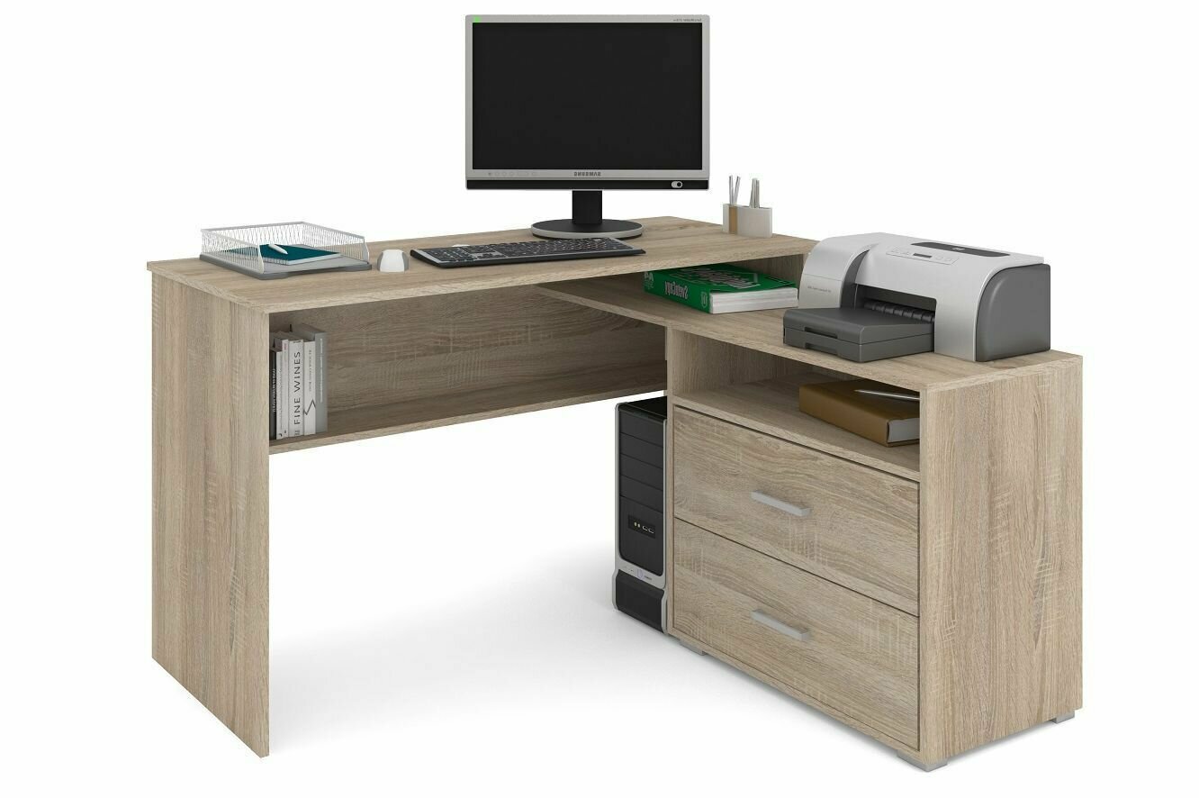 Стол компьютерный, письменный СПУ-12 ЛДСП дуб сонома, ящики справа