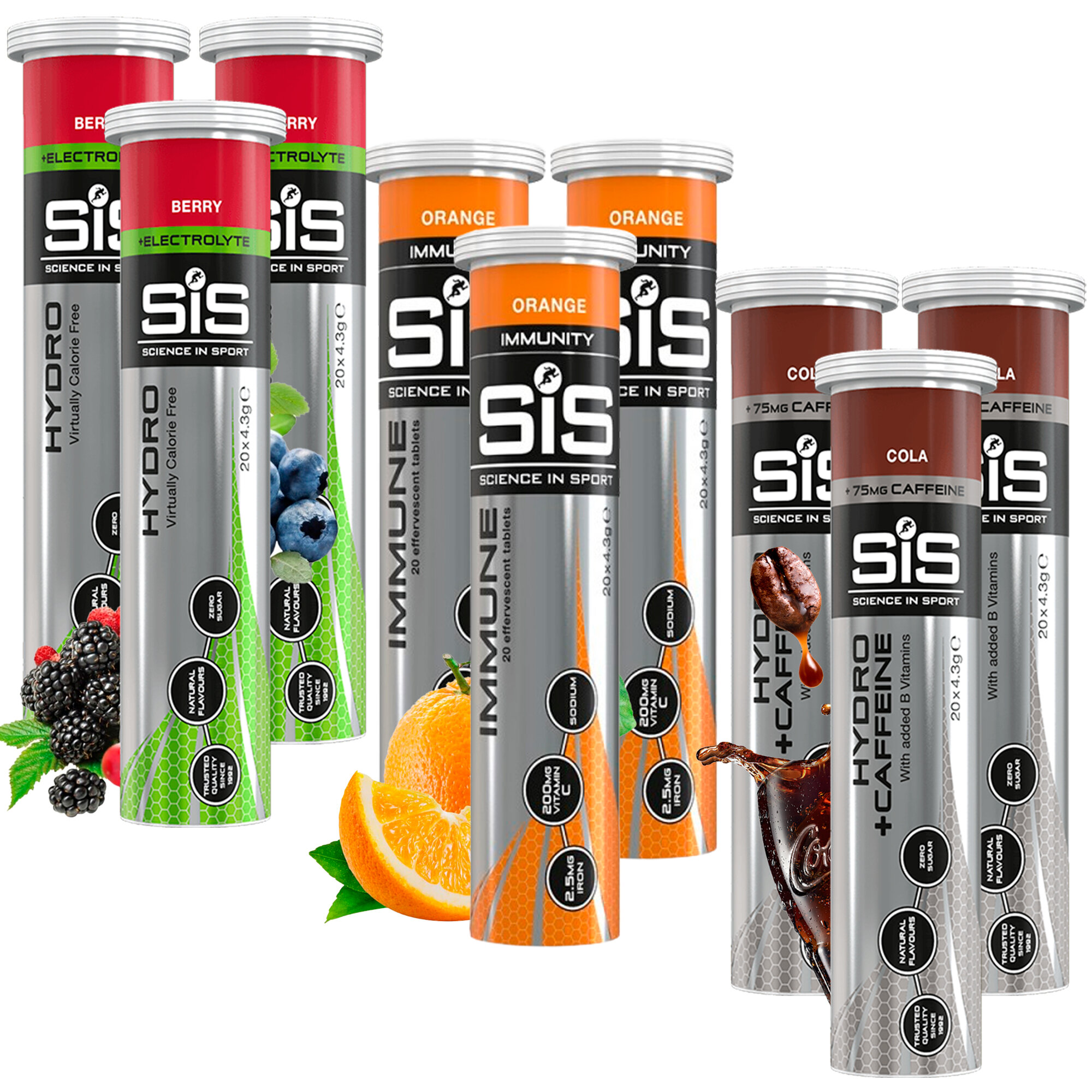 Изотоник SCIENCE IN SPORT (SiS) GO Hydro Tablet 20s_3 9 x 20 таблеток, Ягоды, Апельсин, Кола