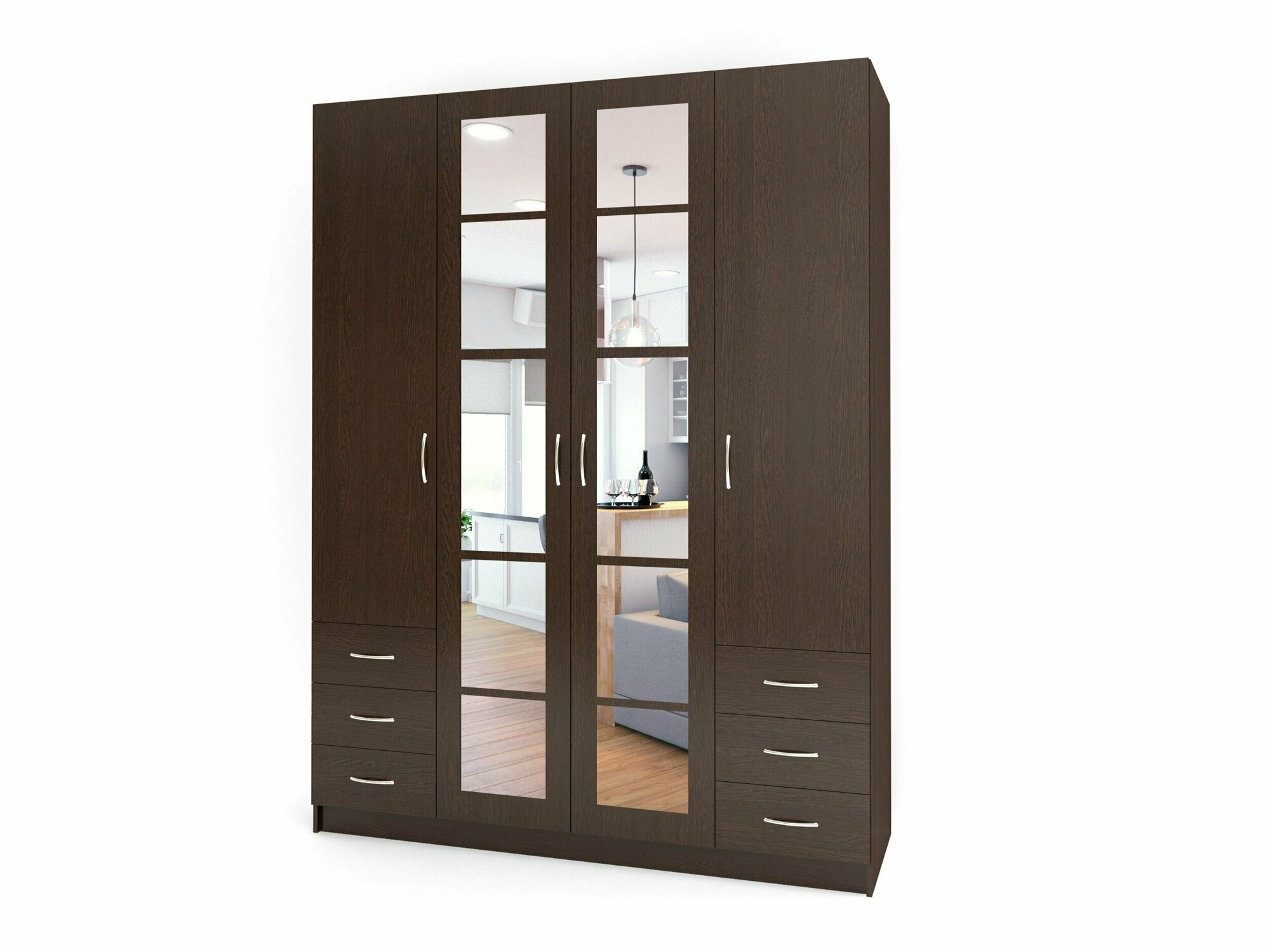 Шкаф распашной МногоМеб Лайт Люкс Ч-48 4-створчатый 160х55х200 венге