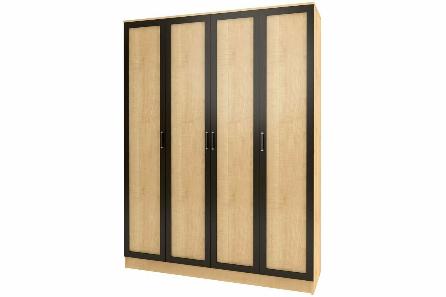 Шкаф распашной для одежды МногоМеб Стайл-4 4-дверный 200х60x220 клен танзау, рамка квадро МДФ венге