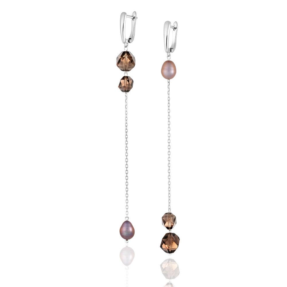 Серьги непарные, раухтопаз