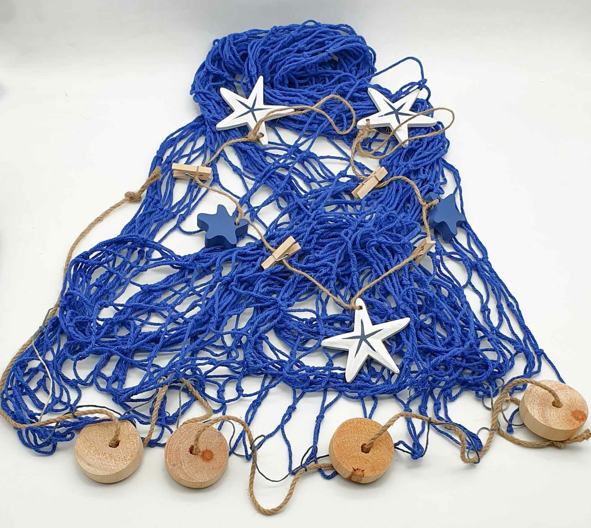 Морская Сеть декоративная 2х1м поплавки, звезды BLUE