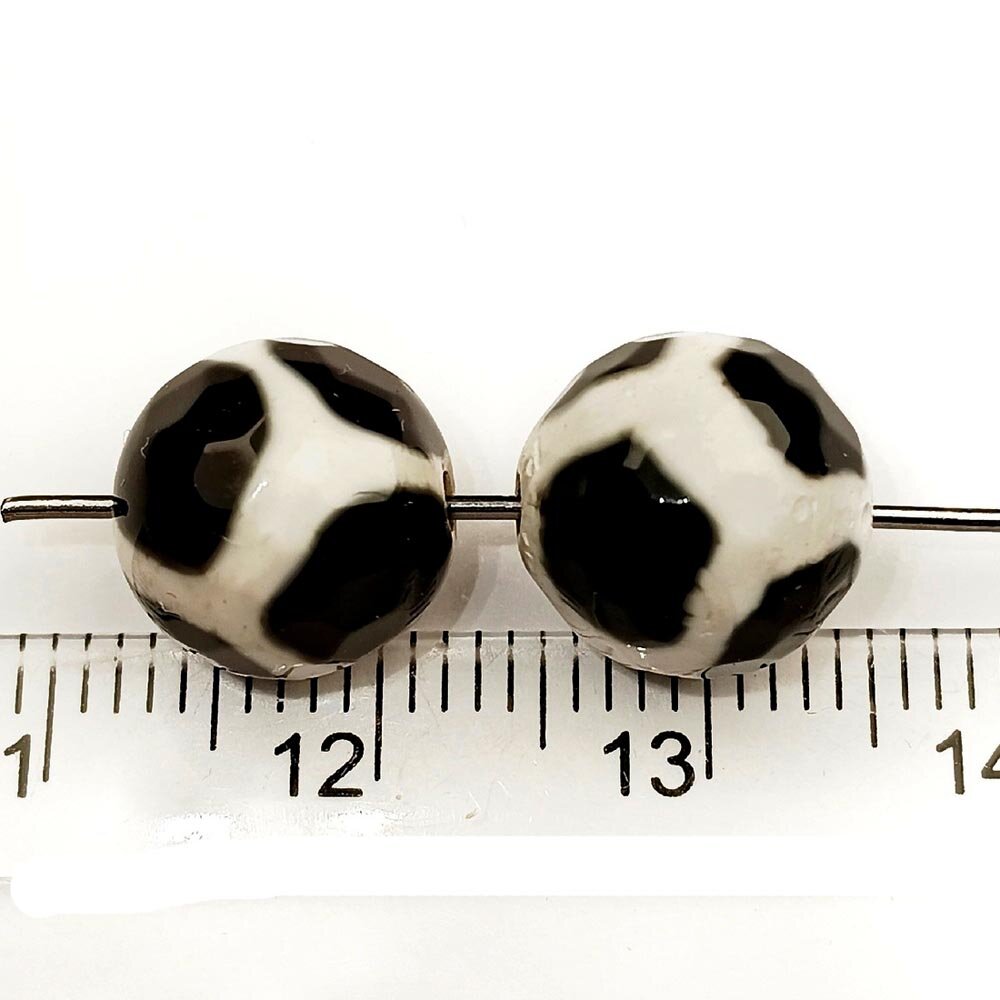 Натуральная бусина Дзи Агат пятнистый 0003928 шарик граненый 10 мм, цена за 4 шт.