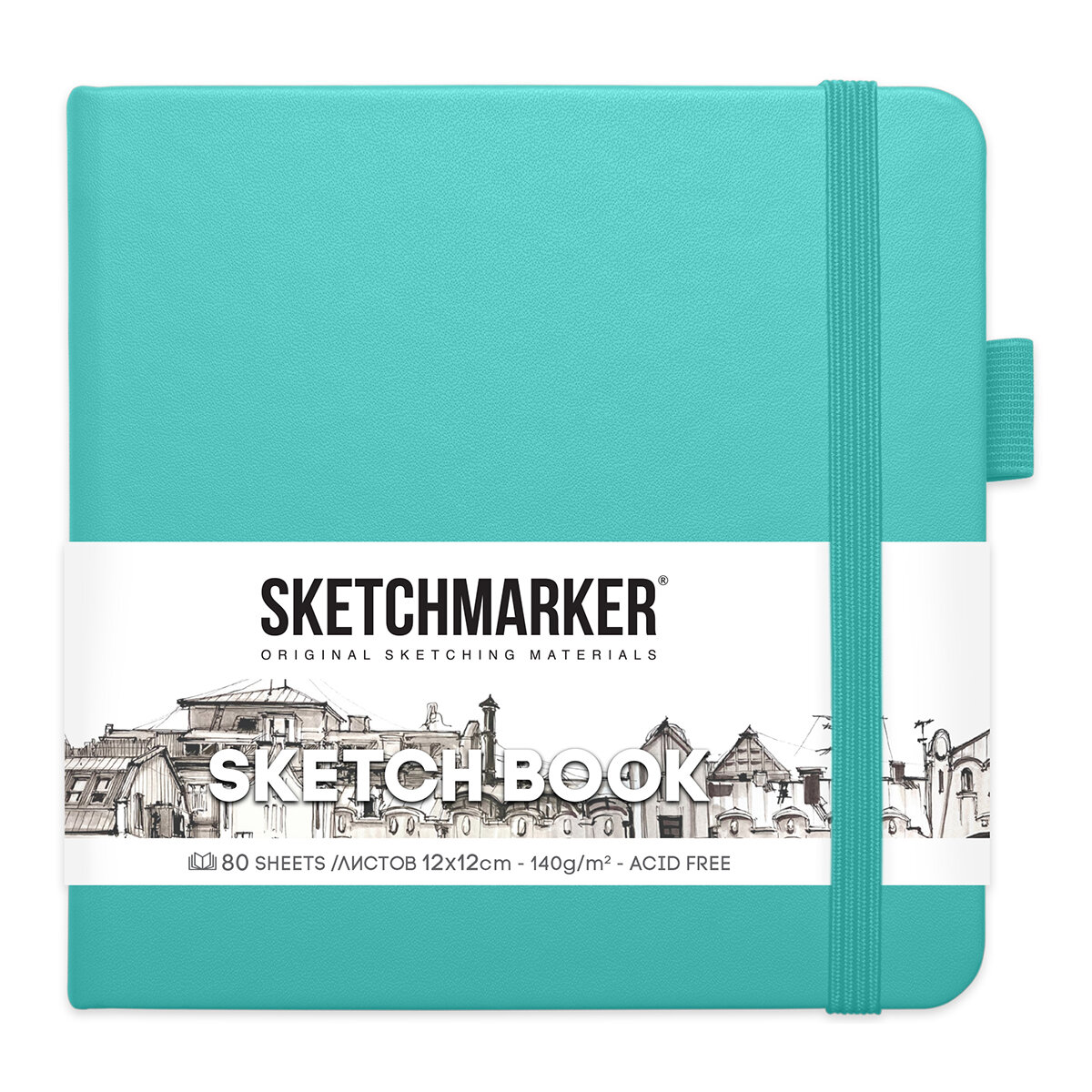 SKETCHMARKER Блокнот для зарисовок 140 г/м2 A5 твёрдый переплет 80 л. аквамарин 2314502SM