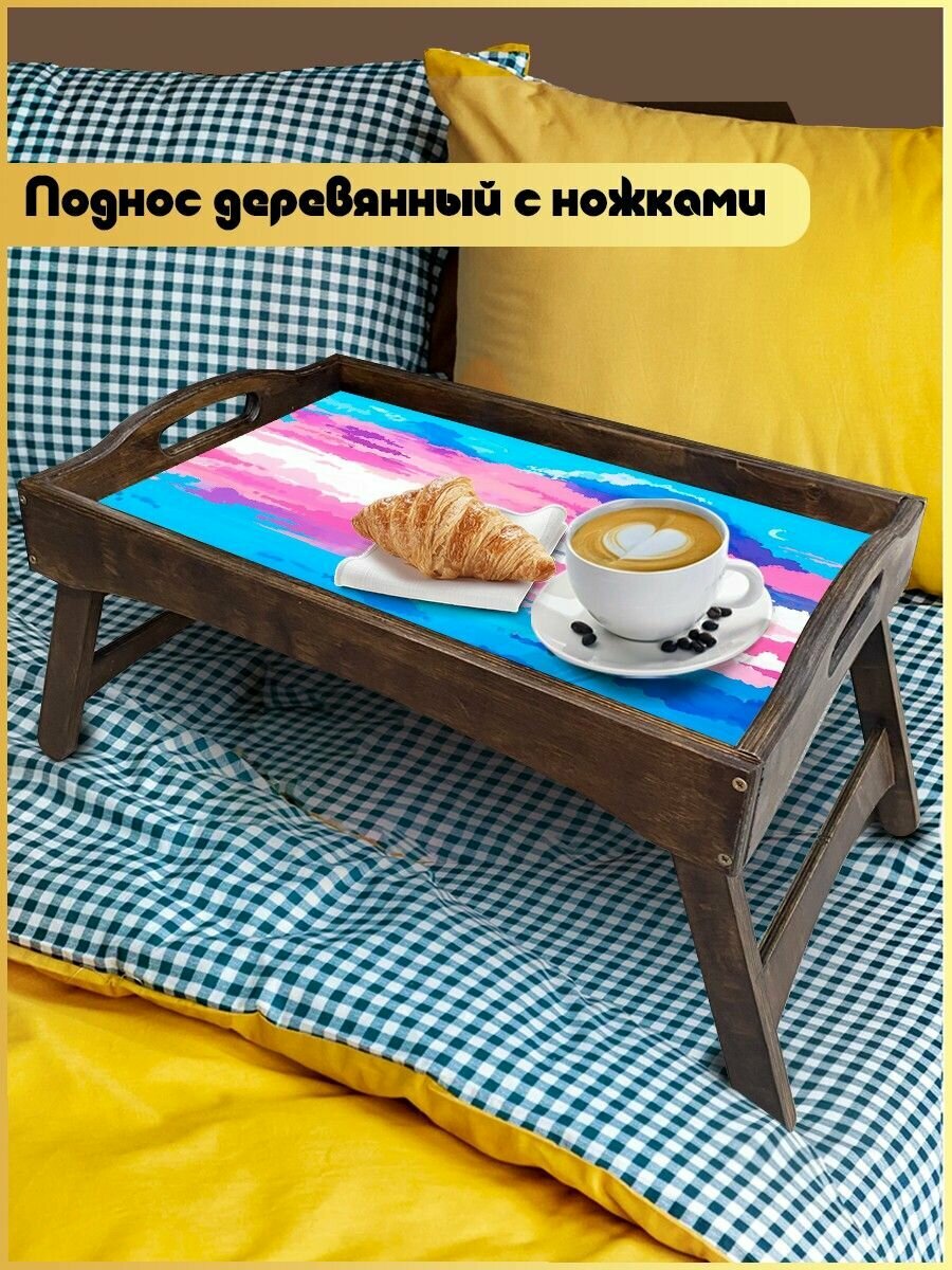 Деревянный поднос на ножках с рисунком аниме - 440