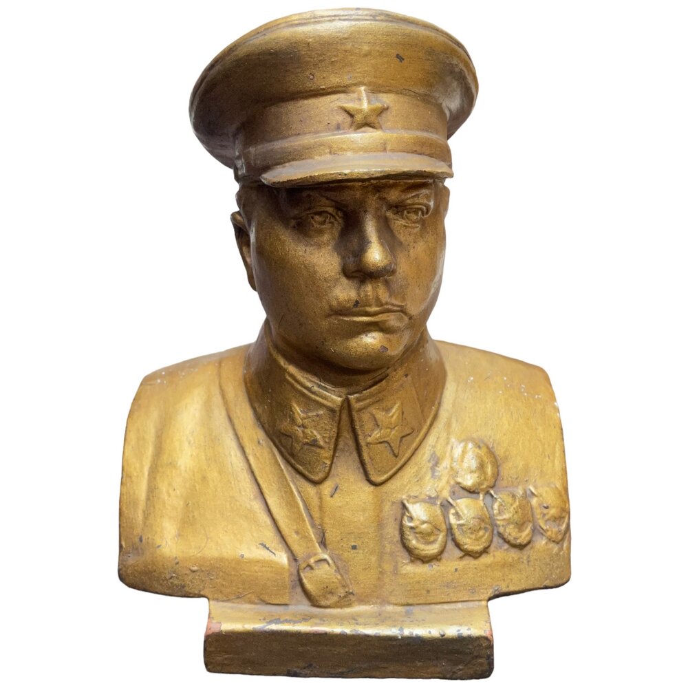 Терракотовый бюст "К. Е. Ворошилов" 1938 г, Гжель, СССР