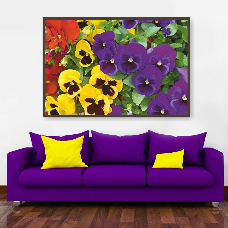 Постер для интерьера Цветы Анютины Глазки 40х30 см в тубусе ПолиЦентр