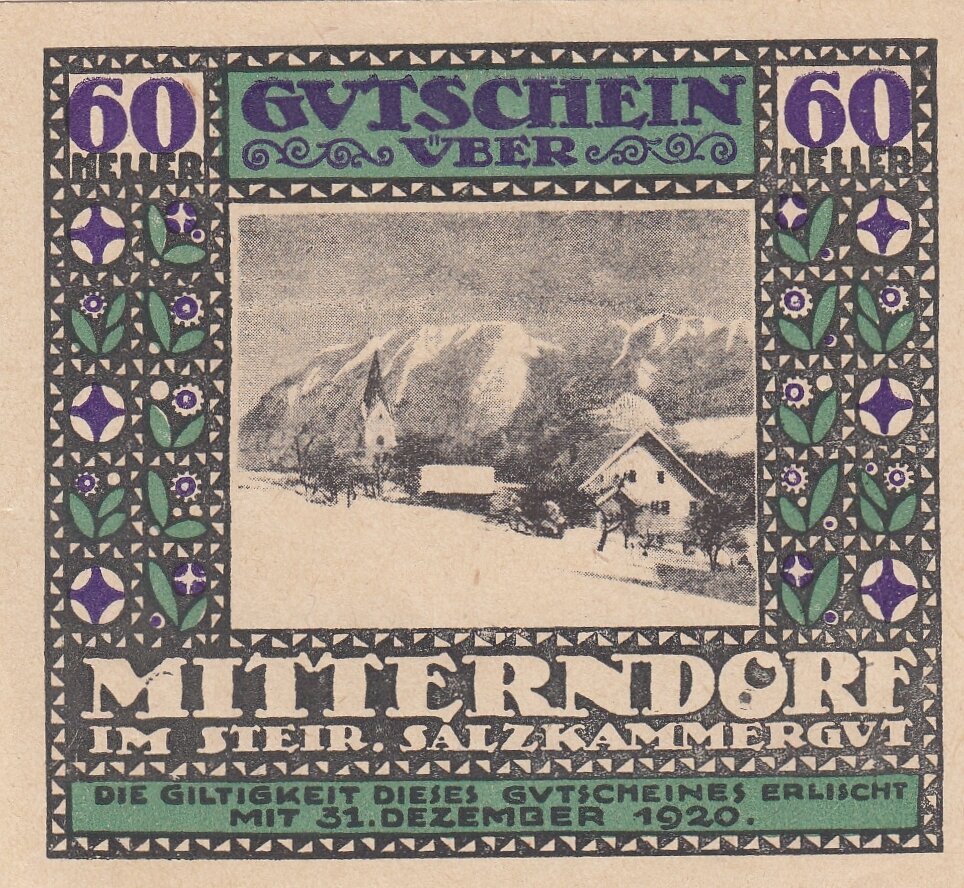 Австрия, Миттерндорф 60 геллеров 1920 г. (№2)