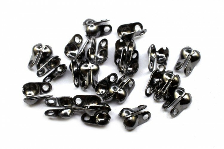 Зажим Каллота 6х3,5мм, внутренний диаметр 2,4мм, отверстие 1мм, цвет черный, железо, 04-161, 5г (около 75шт)