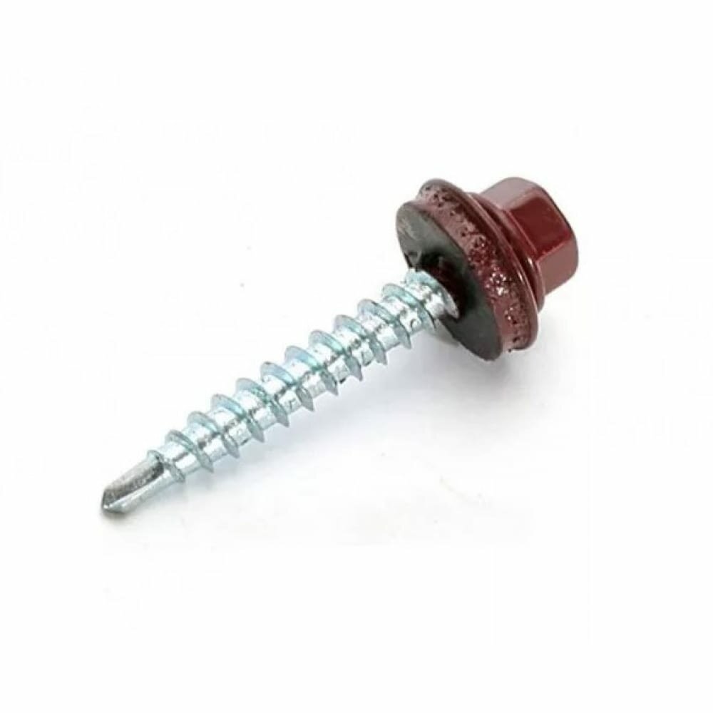 Кровельные саморезы виртуоз 5,5х19 мм, RAL 3011, красно‑коричневый, шестигранный шлиц, стальная головка