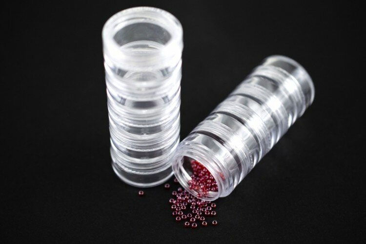 Контейнер для мелочей круглый, диаметр 3см, высота 7,7см, 5 секций, пластиковый, 1005-065, 1шт