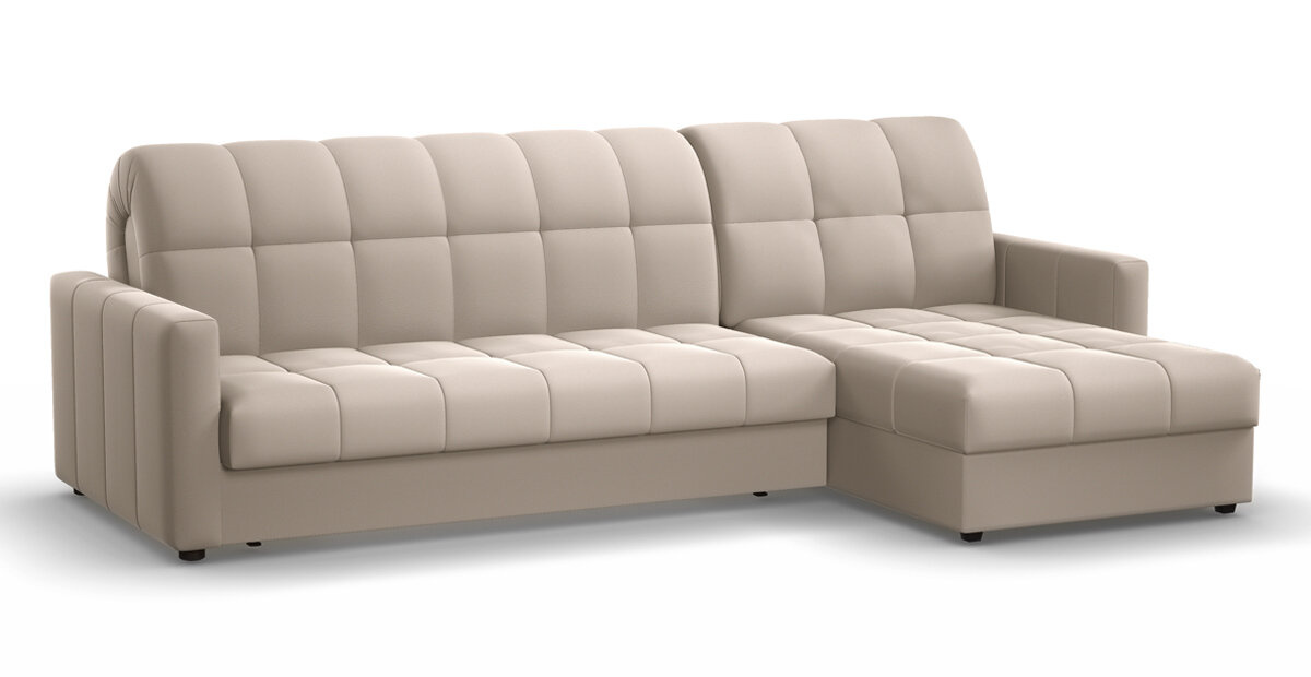 Угловой диван Цвет Диванов Инсбрук NEXT 155 K-3 с оттоманкой мини 276 угловой Серо-бежевый c механизмом