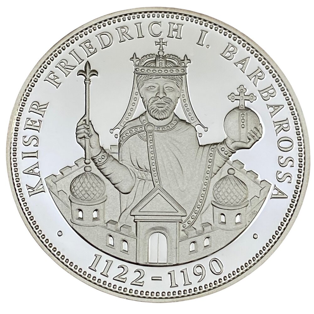 Германия, настольная медаль "Кайзеры и короли Германии. Фридрих I" (сертификат №0292) 1992 г.
