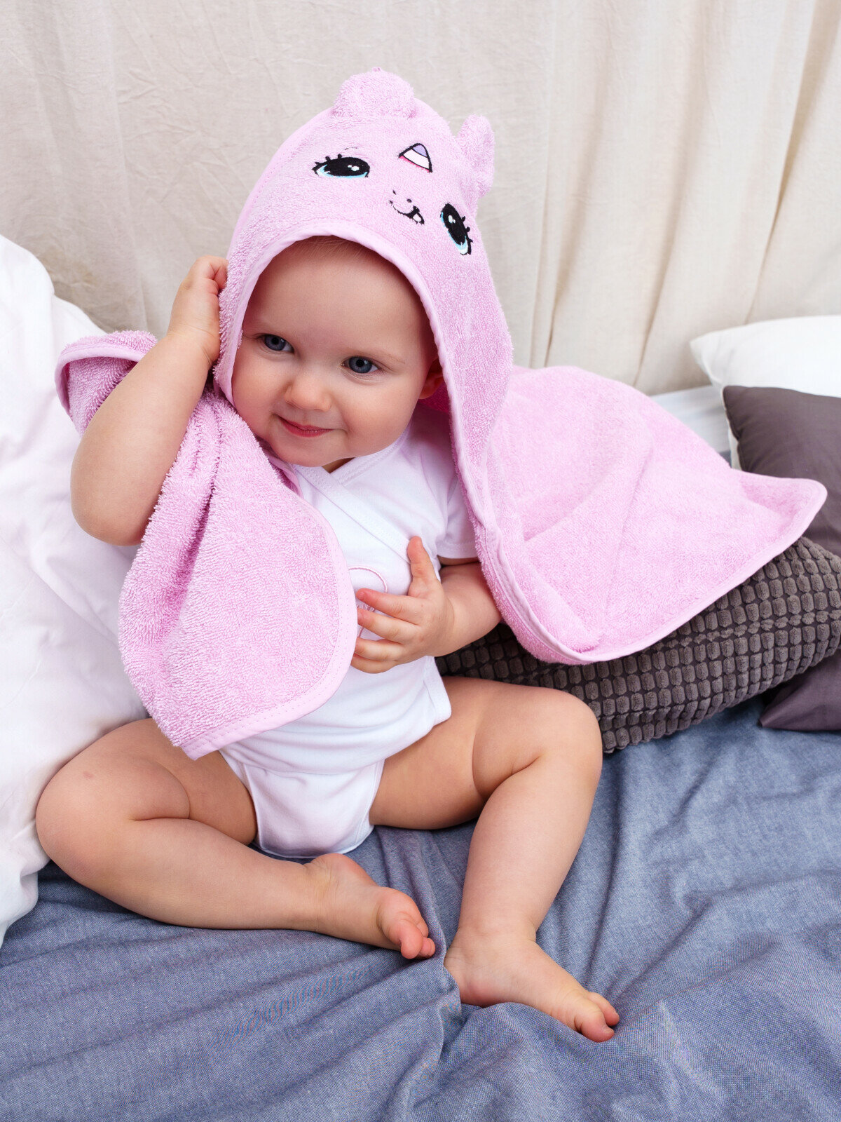 Полотенце для девочки PlayToday, размер 75*75 см, сиреневый