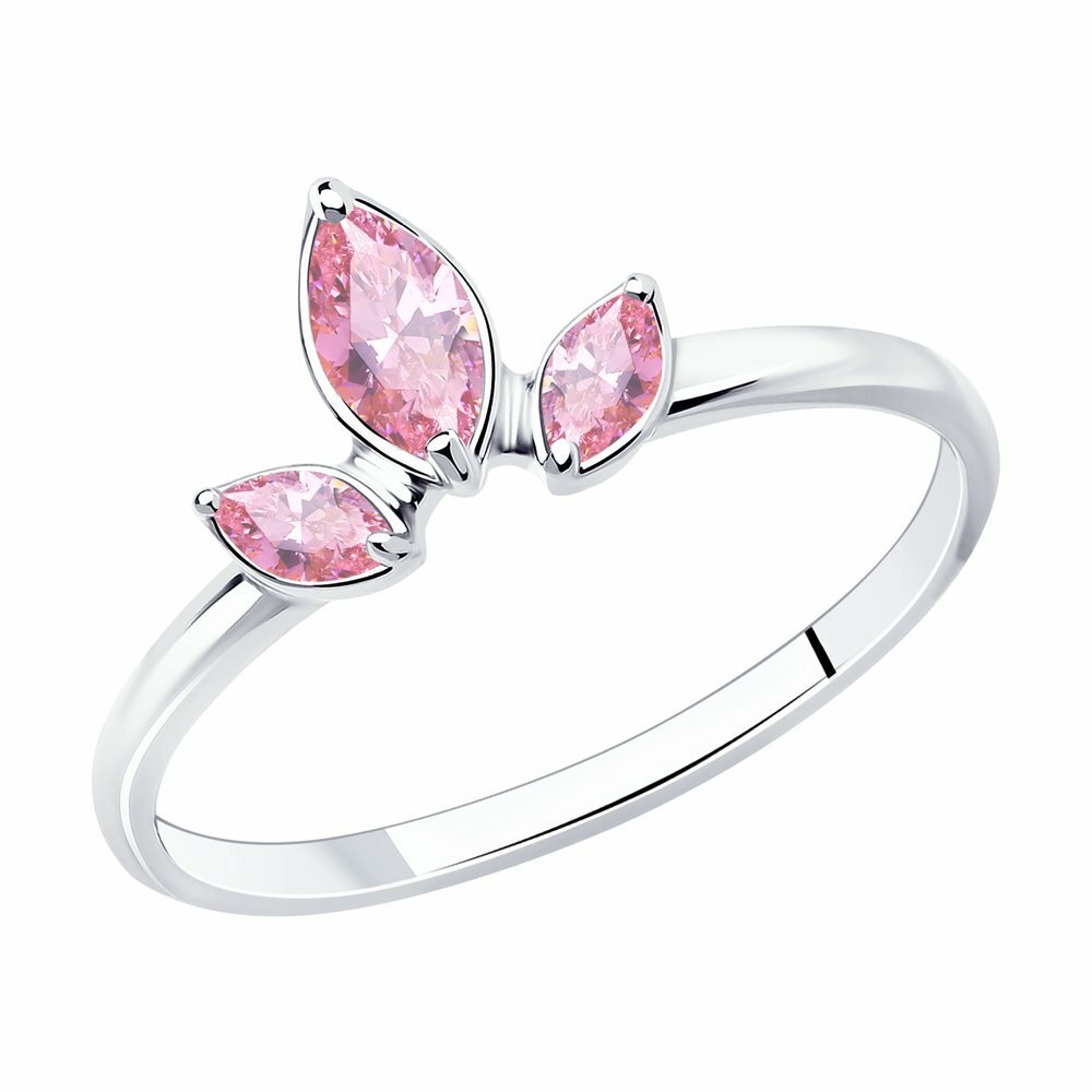 Кольцо, серебро, 925 проба, родирование, фианит