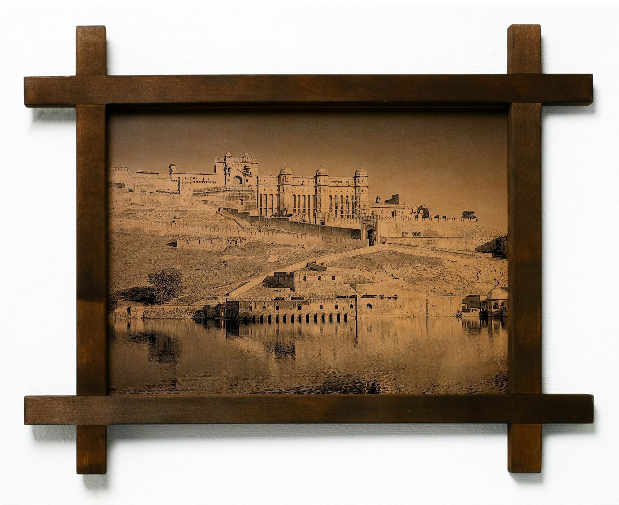 Картина интерьерная, натуральная кожа, "Форт Амбер" (Индия), в деревянной раме, BoomGift