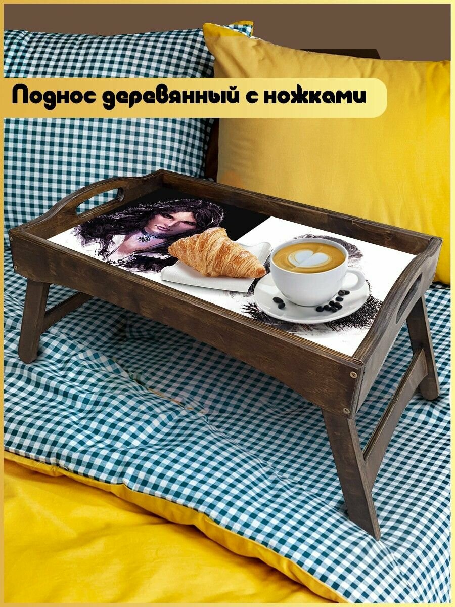 Деревянный поднос на ножках с рисунком игры - 410