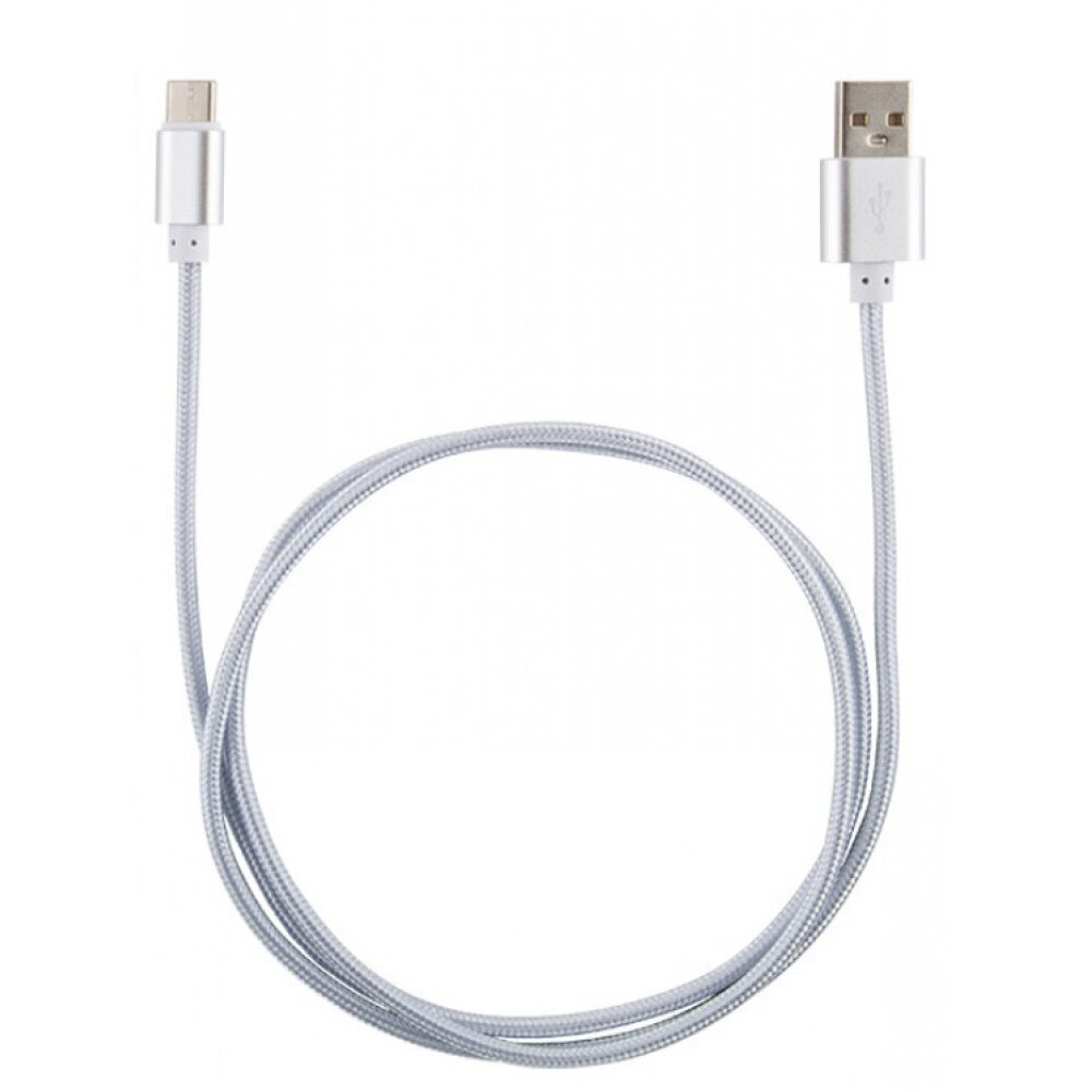 Кабель USB/Type-C Energy ET-01 серебро, алюминиевый корпус, медный провод для зарядки и передачи данных — фото 1