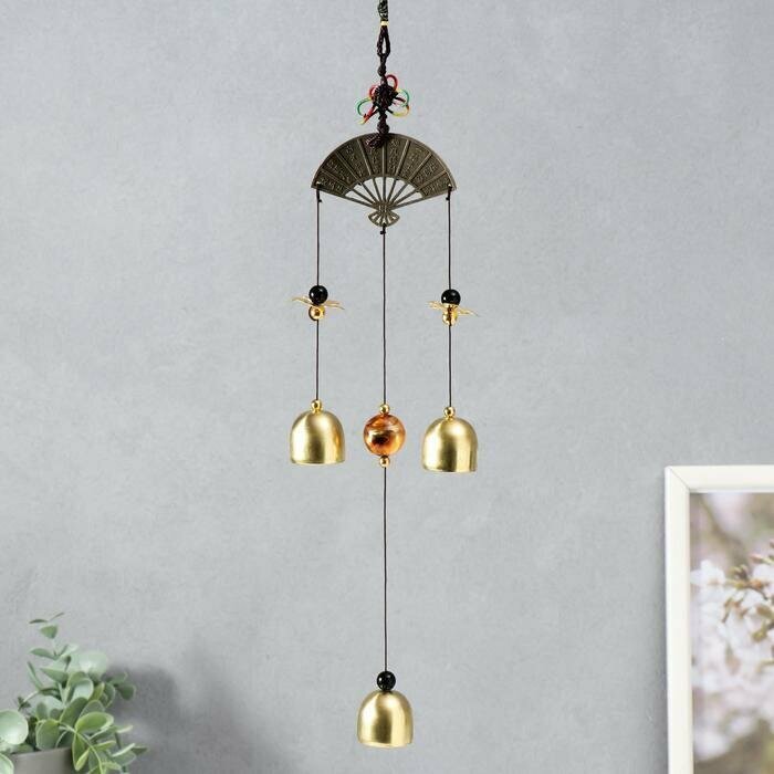 Музыка ветра металл 'Веер' 3 колокольчика 27,5 см