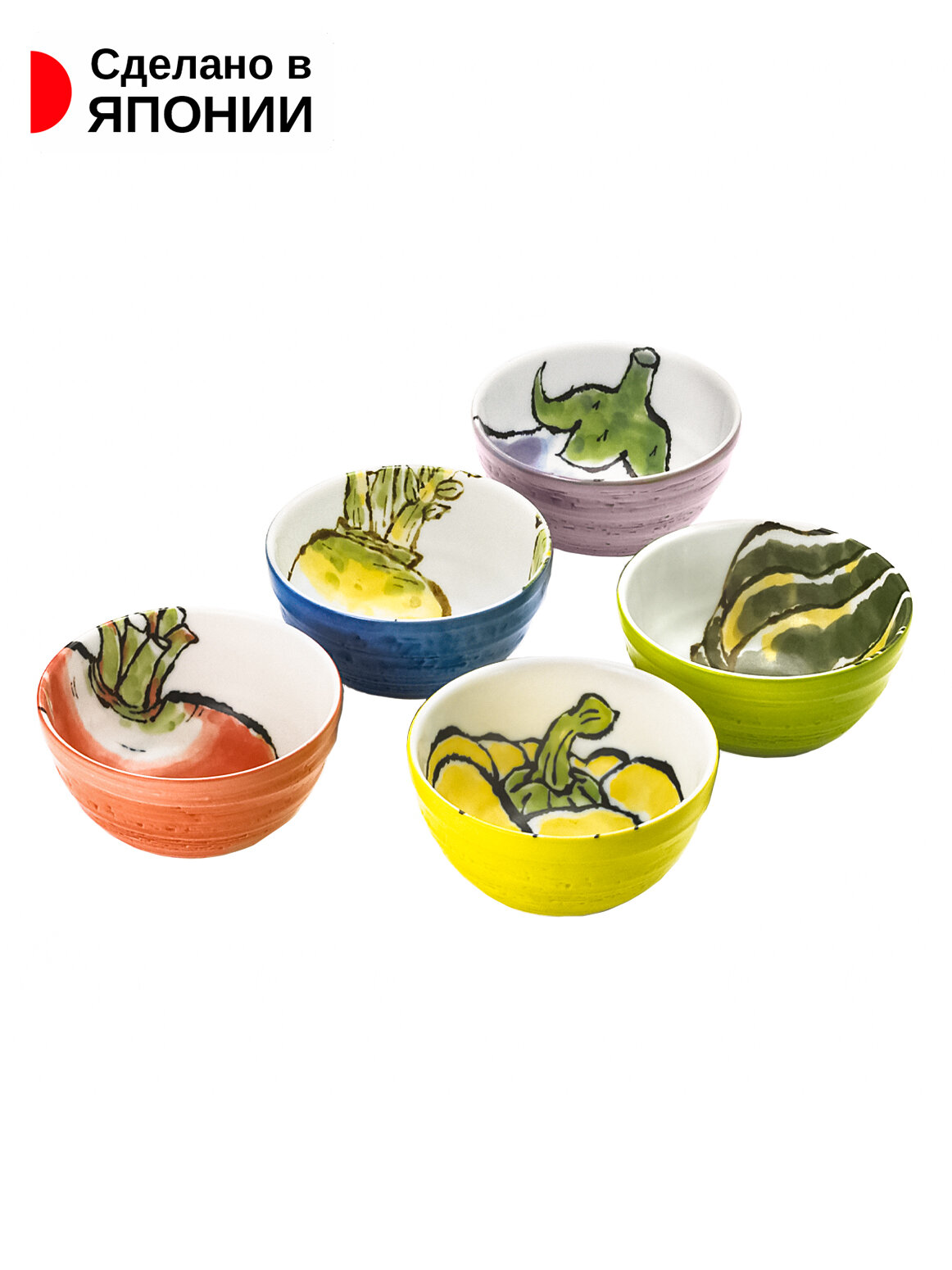 Набор глубоких тарелок из фарфора / Чаша для риса / Боул Д13,6х7,3 см, 5 шт, 600 мл