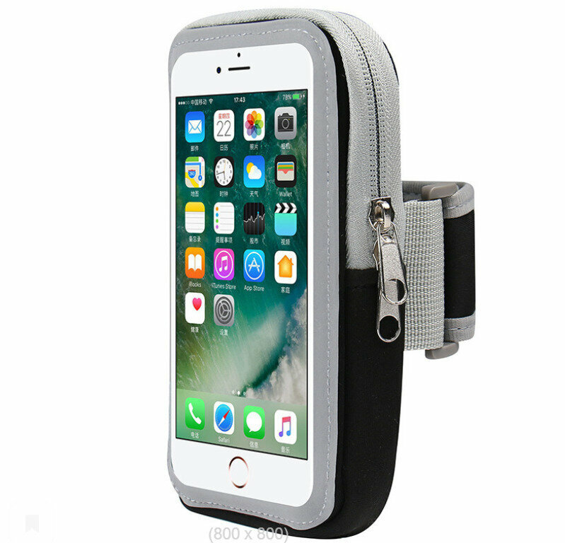 Спортивный чехол на руку для телефона, на запястье, сумка для телефона на плечо, черная с серым