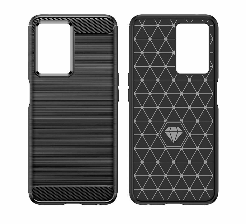 Чехол-бампер MyPads Carbon из силикона для OPPO A57s / OPPO A57 4G 2022 / OPPO A77 4G 2022 с матовой отделкой под карбон черный