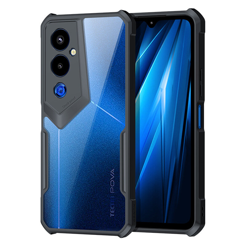 Задняя панель-чехол MyPads "Labbri", для Tecno Pova 4 Pro, силикон, прозрачный, с черной окантовкой
